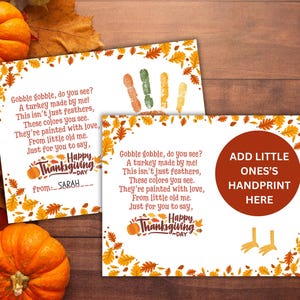 Turkey Poem Thanksgiving Handprint Craft, Thanksgiving Keepsake ...