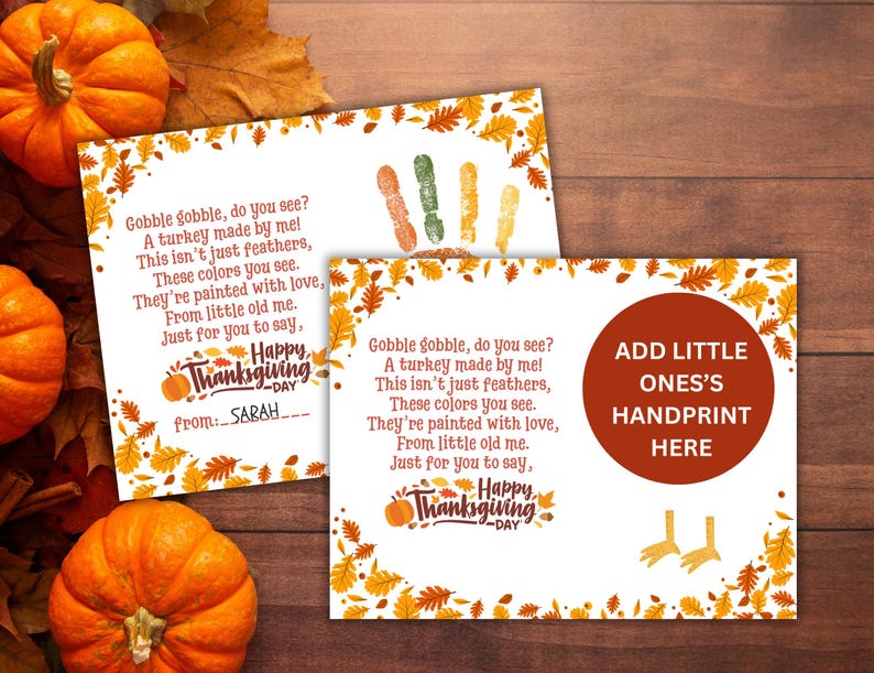Turkey Poem Thanksgiving Handprint Craft, Thanksgiving Keepsake ...
