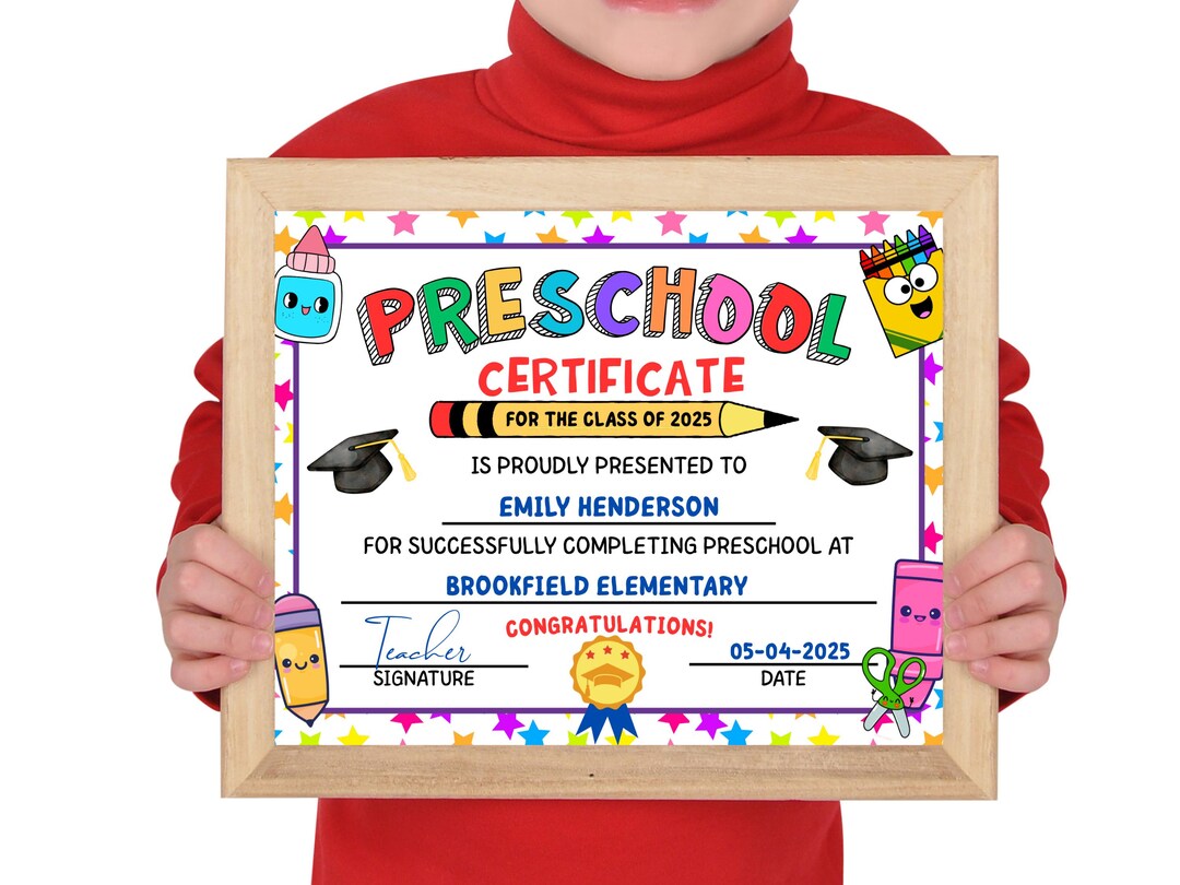 Editable Preschool Graduation Certificate, Graduation Diploma Template ...