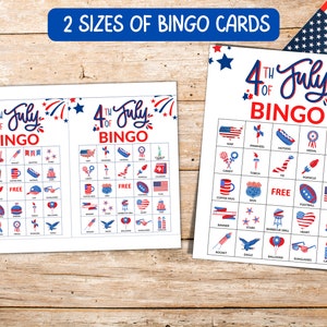 4th of July Bingo Game, 100 Fourth of July Bingo Cards Printable ...