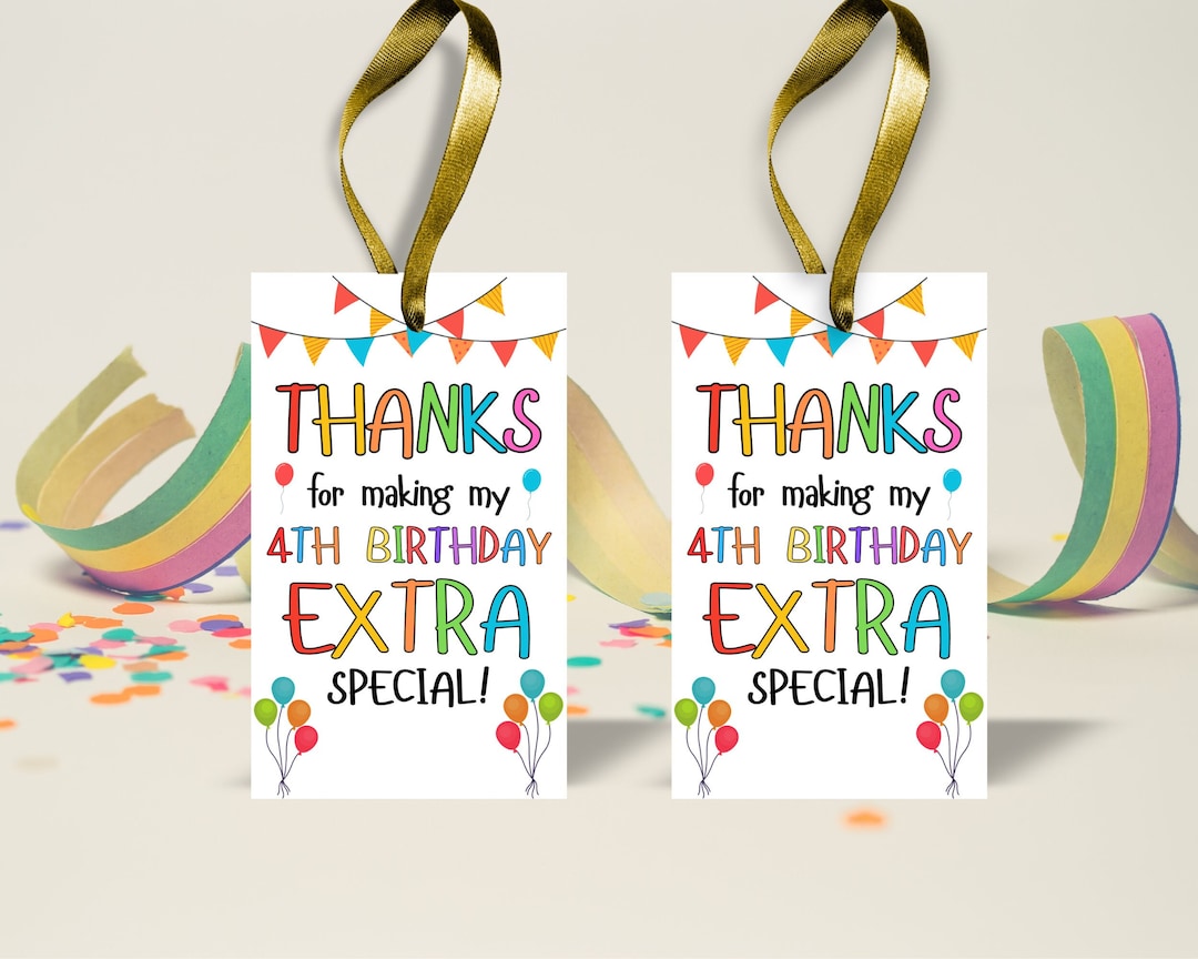 Kids Birthday Favor Tag Printable, Birthday Thank You Tag, Birthday ...