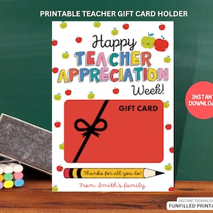 Teacher Appreciation Week Gift Card Holder, Thank You Teacher ...