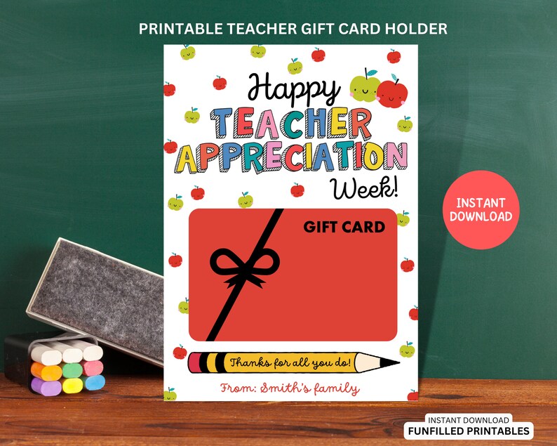 Teacher Appreciation Week Gift Card Holder, Thank You Teacher ...