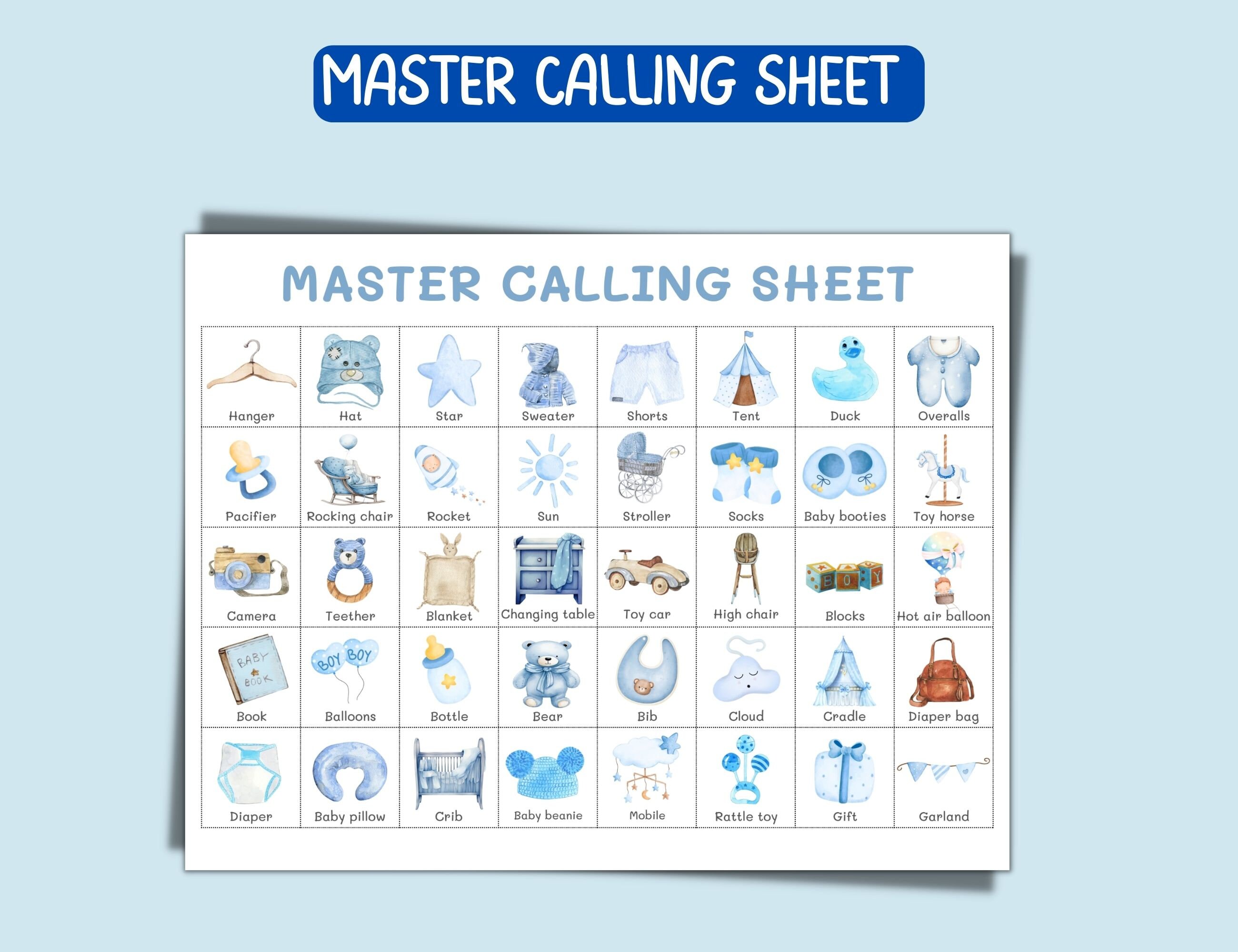 100 Baby Boy Shower Bingo Cards, Boy Baby Shower Games, Printable Blue ...