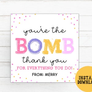 You're the Bomb Tags, Bath Bomb Gift Tag, Hot Cocoa/hot Chocolate Bomb ...
