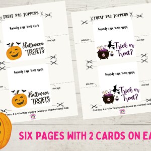 Halloween Treats Bag Topper, Printable Halloween Goodie Bag Topper ...