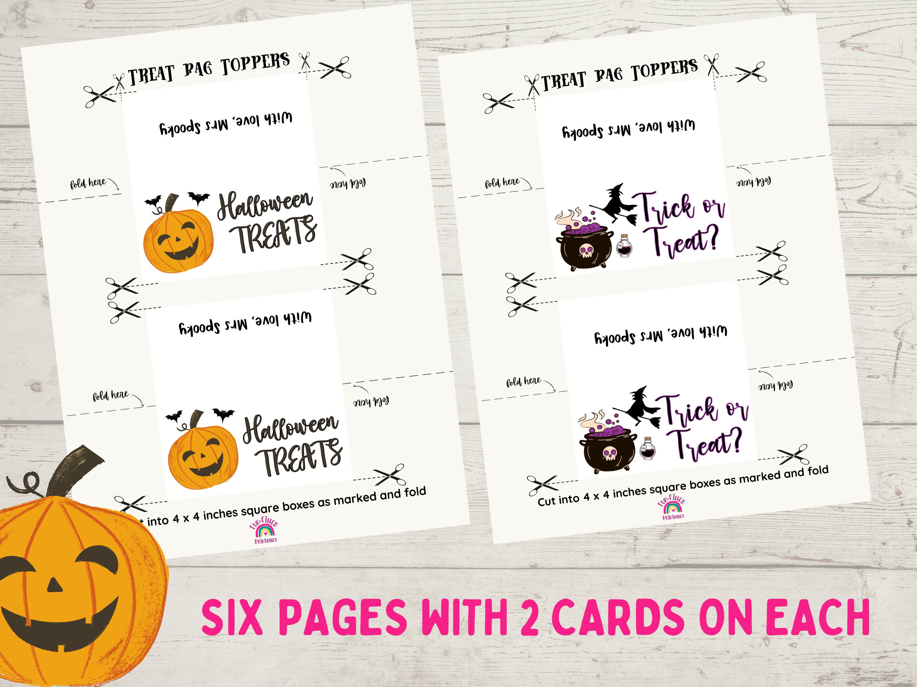 Halloween Treats Bag Topper, Printable Halloween Goodie Bag Topper ...