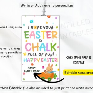 Easter Chalk Gift Tag Printable, Easter Non Candy Classroom Gift ...