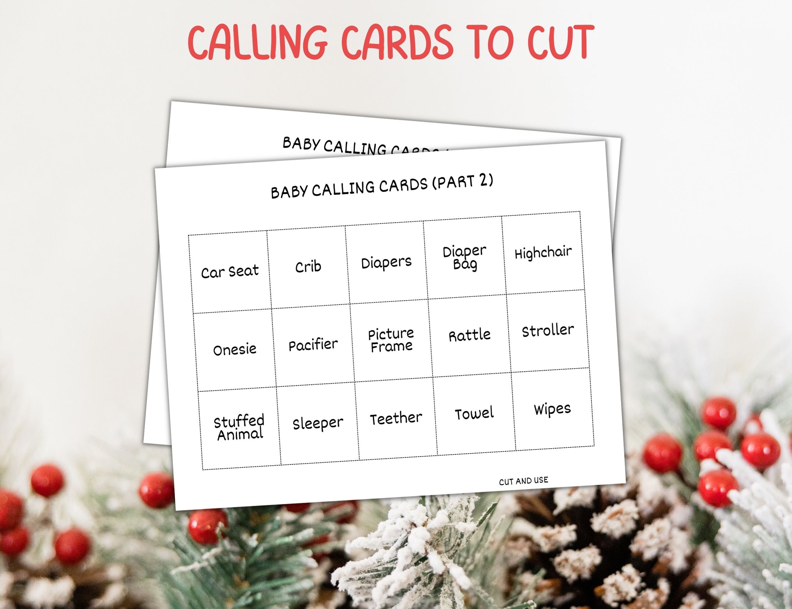 50 Christmas Baby Shower Baby Bingo Cards, Santa Baby Shower Games ...