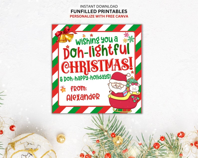 Christmas Play Dough Gift Tag, Kids Christmas Play Doh Gift, Non Candy ...