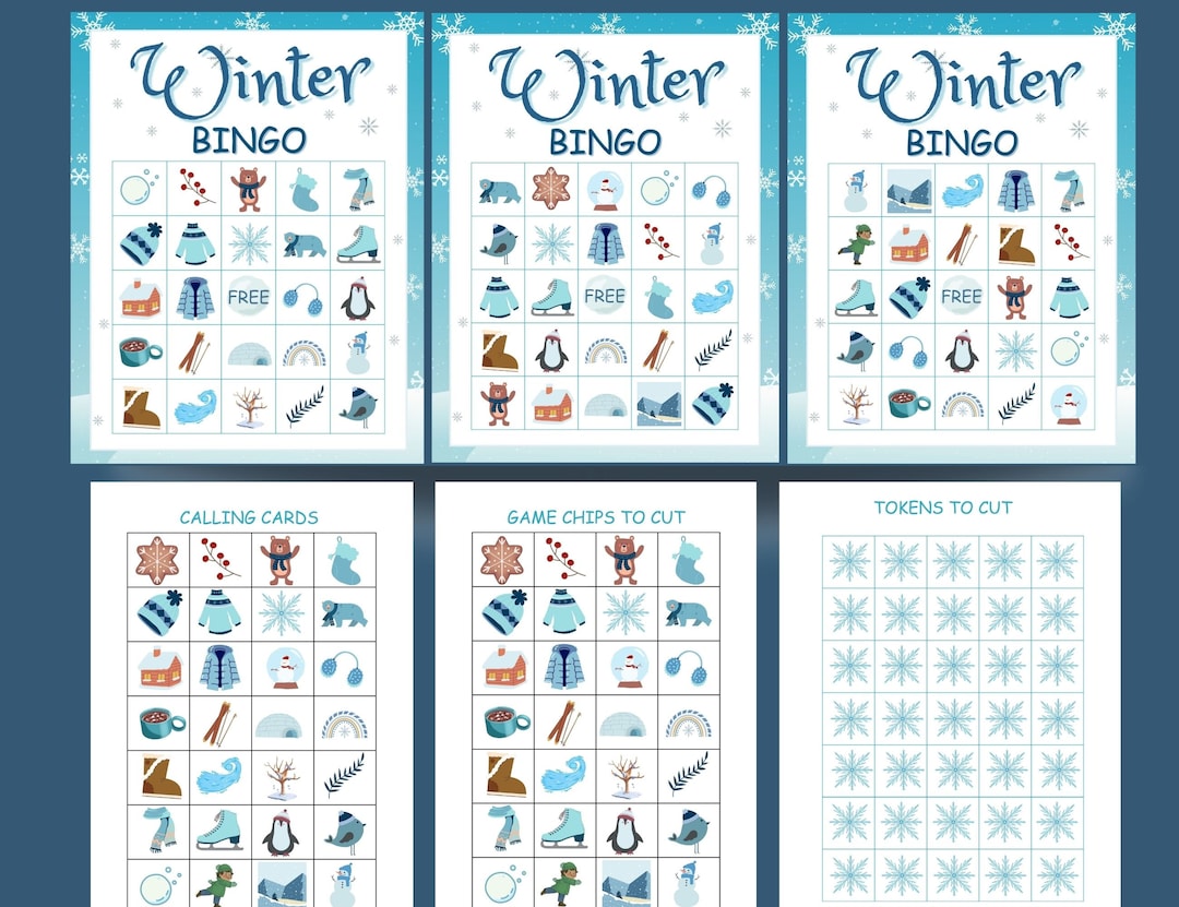 Winter Bingo, 30 Winter Bingo Cards, Kids Winter Activity Party Games ...