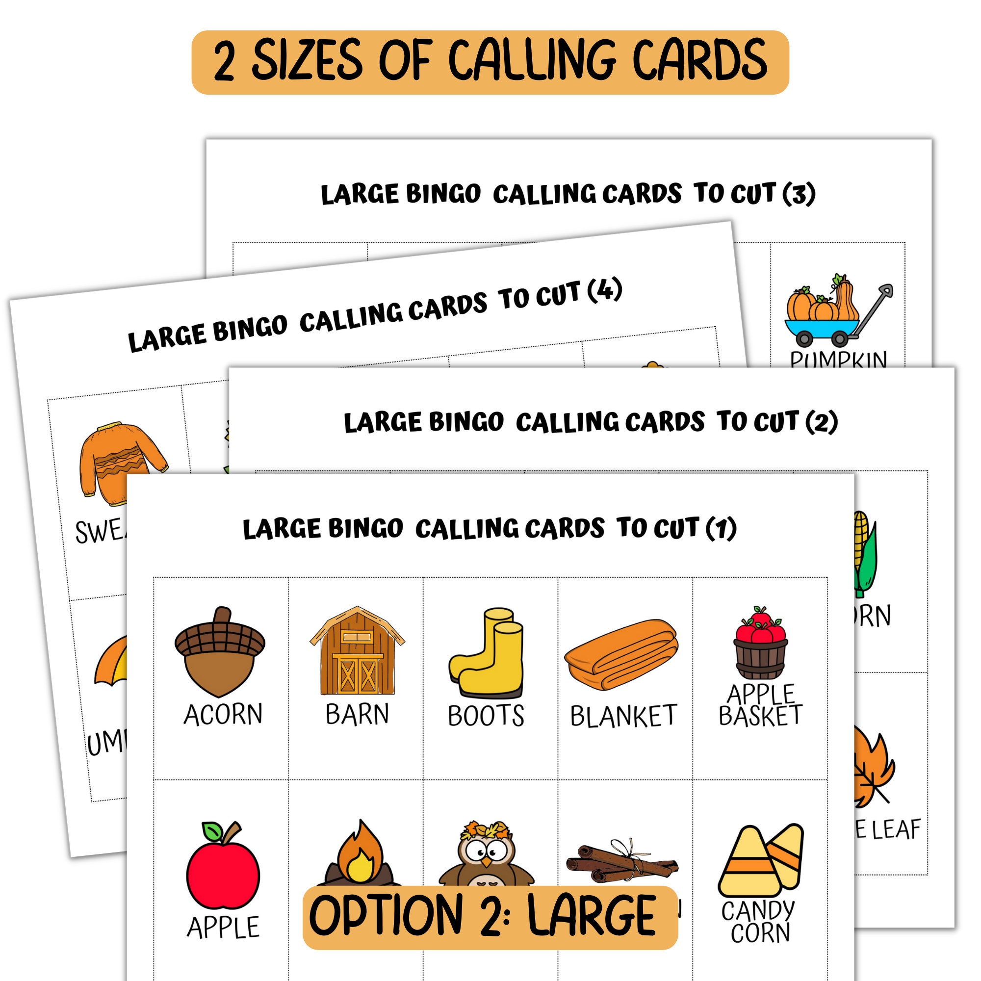 Fall Bingo, 20 Autumn Bingo Cards, Printable Fun Fall Party Games, Fall ...