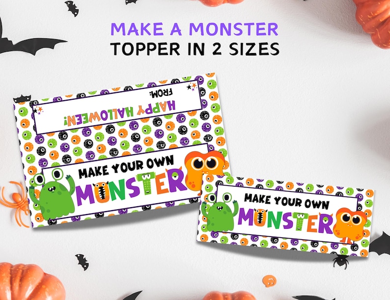 Halloween Make Your Own Monster Bag Topper Printable, Halloween Bag ...