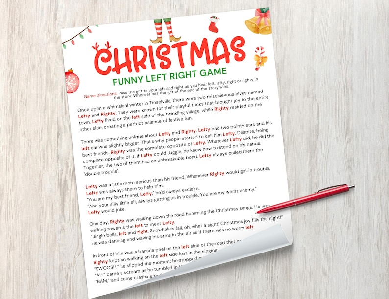 Left Right Christmas Games, Pass the Prize Fun Right Left Story, Kids ...