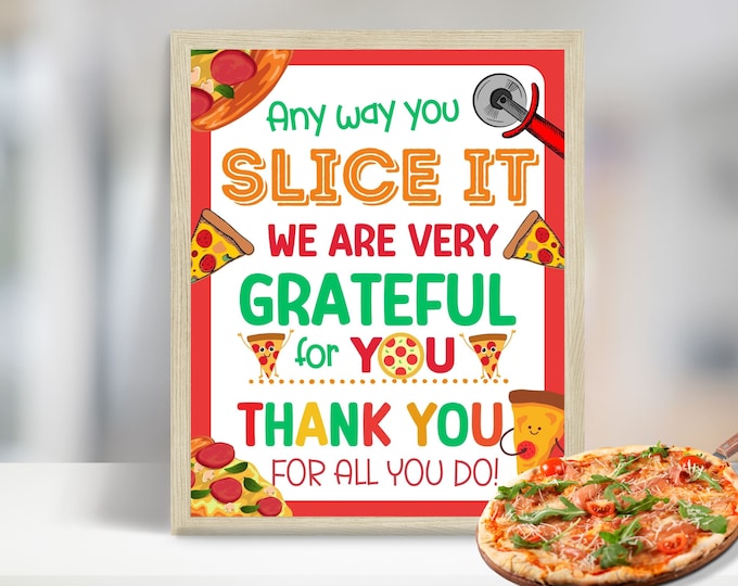 Thank You for Being a Pizza Our Team Sign, Work Pizza Party Employee ...
