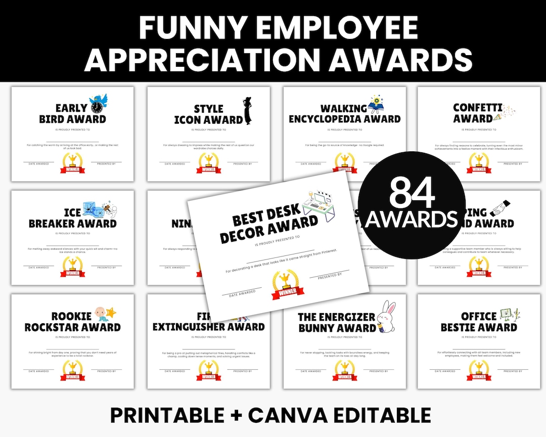 Funny Employee Appreciation Award Certificate, Office Recognition ...