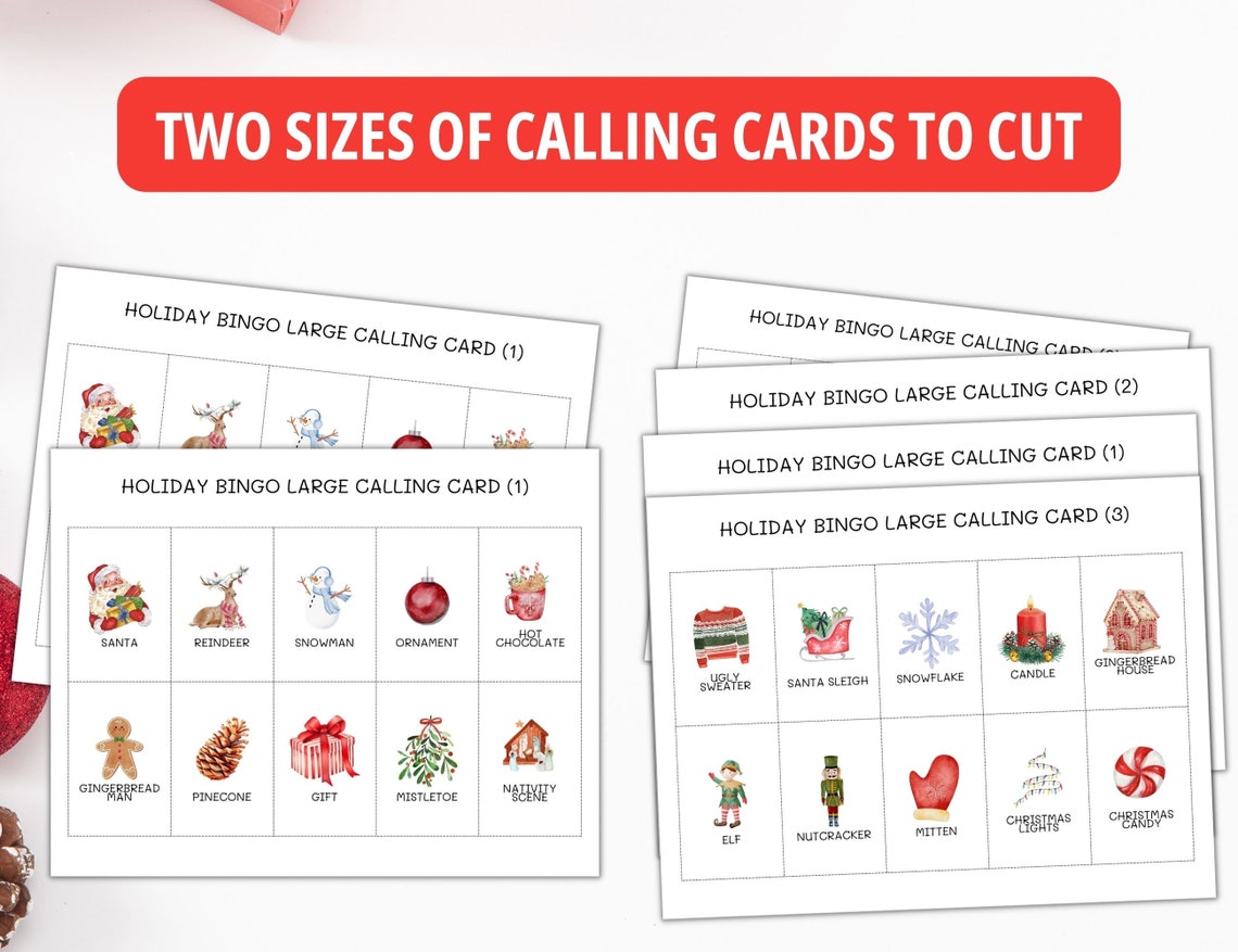 50 Holiday Bingo Cards, Holiday Party Games for Adults Kids, Printable ...