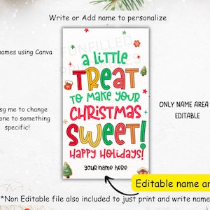 Christmas Treat Tags, Sweet Treat Christmas Favors Tags, Treat Bag Tags ...