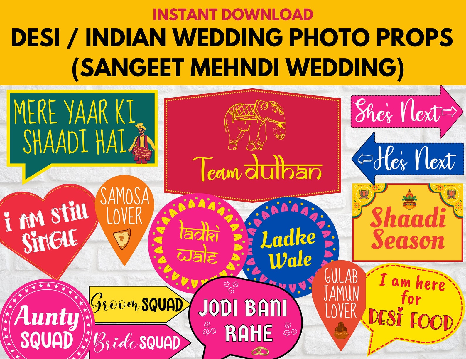 Indian Wedding Photo Props, Desi Wedding Props, DIY Desi Shadi Photo ...