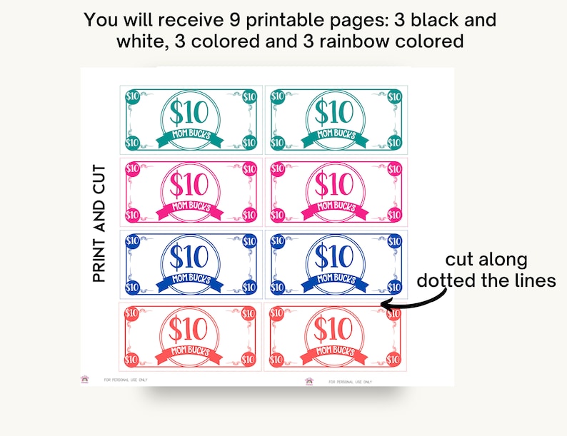 Mom Bucks Printable Behavior Bucks Chore Bucks Kids Reward - Etsy