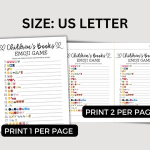 Children's Book Emoji Game, Baby Shower Emoji Game, Children's Book ...