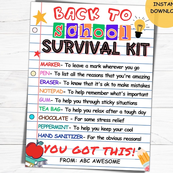 Teacher Survival Kit - Etsy