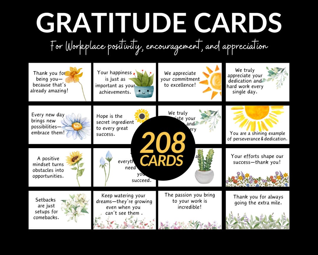 Gratitude Cards Printable, Employee Appreciation Encouraging Notes for ...