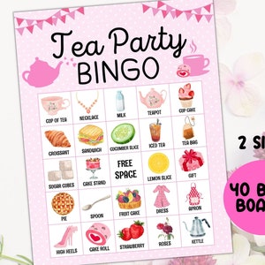 40 Tea Party Bingo Cards, Tea Party Games, Tea Birthday Party ...