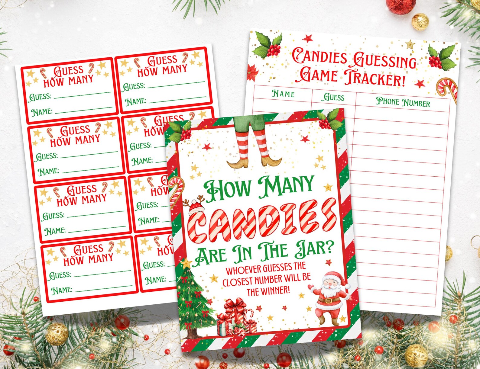 Guess How Many Candies in A Jar Christmas Game, Christmas Candy ...