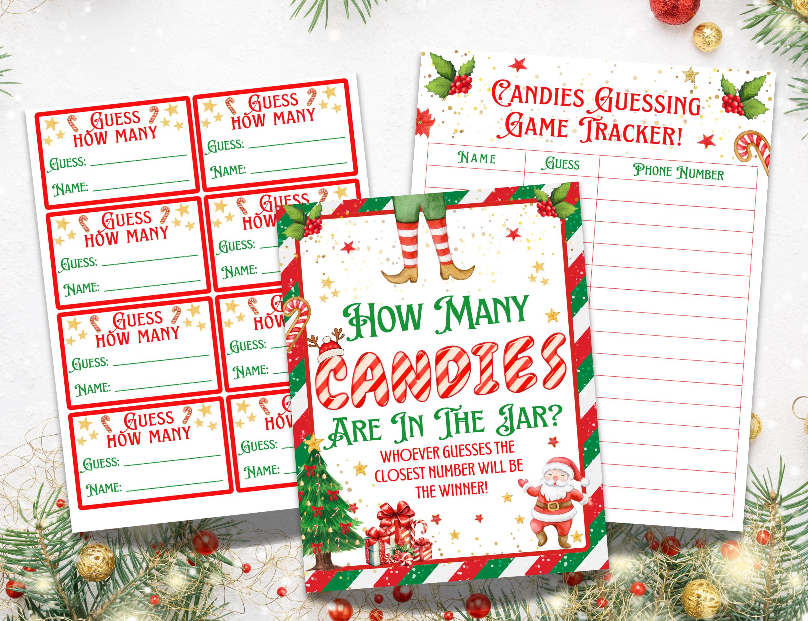 Guess How Many Candies in A Jar Christmas Game, Christmas Candy ...