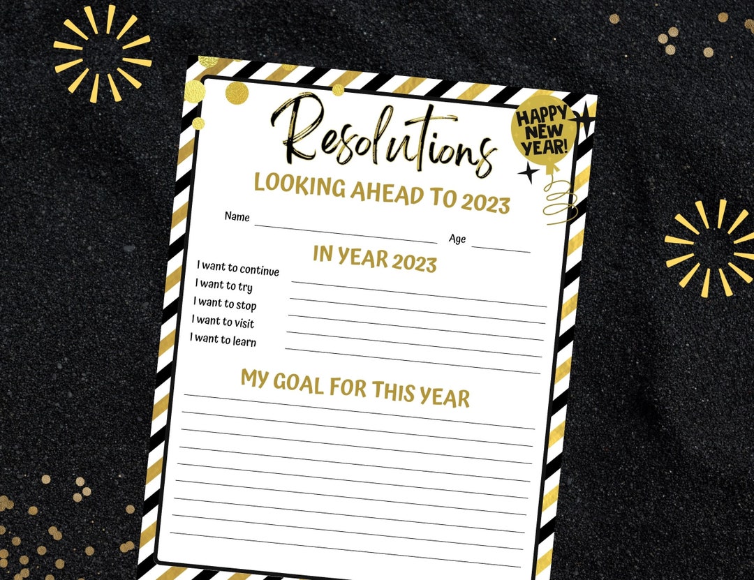 2024 New Years Resolutions Printable, New Year Goals List, New Years ...