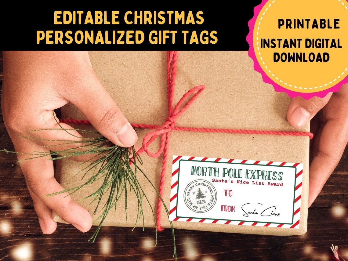 North Pole Gift Tag From Santa, Printable Christmas Gift Tag, Nice List ...