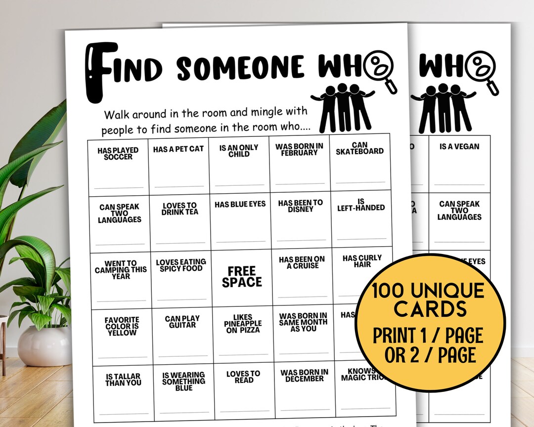 Get to Know You Bingo, Find Someone Who, Find the Guest Bingo Game ...