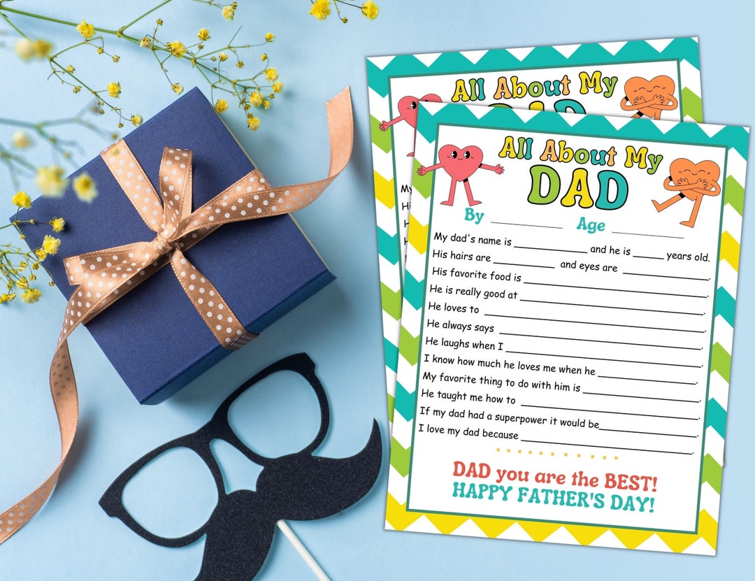 Fathers Day Questionnaire Printable All About My Dad, Personalized Gift ...