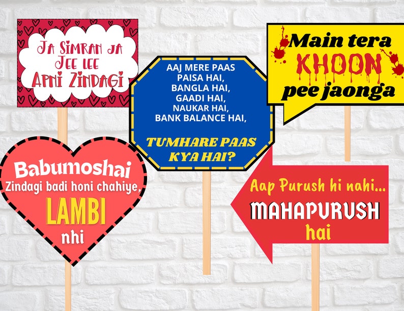 Bollywood Film Dialogue Photo Booth Props Bollywood Party - Etsy