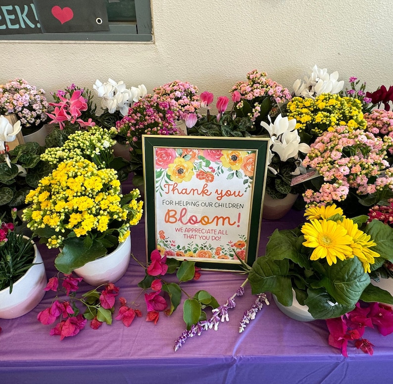 Thank You for Helping Us Bloom Teacher Appreciation Sign, Teacher ...