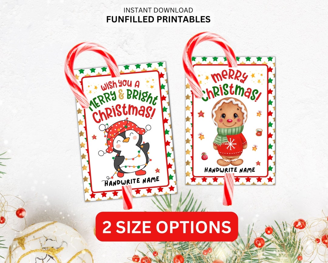 Christmas Candy Cane Holder for Kids, Candy Cane Favors Tags, Candy ...