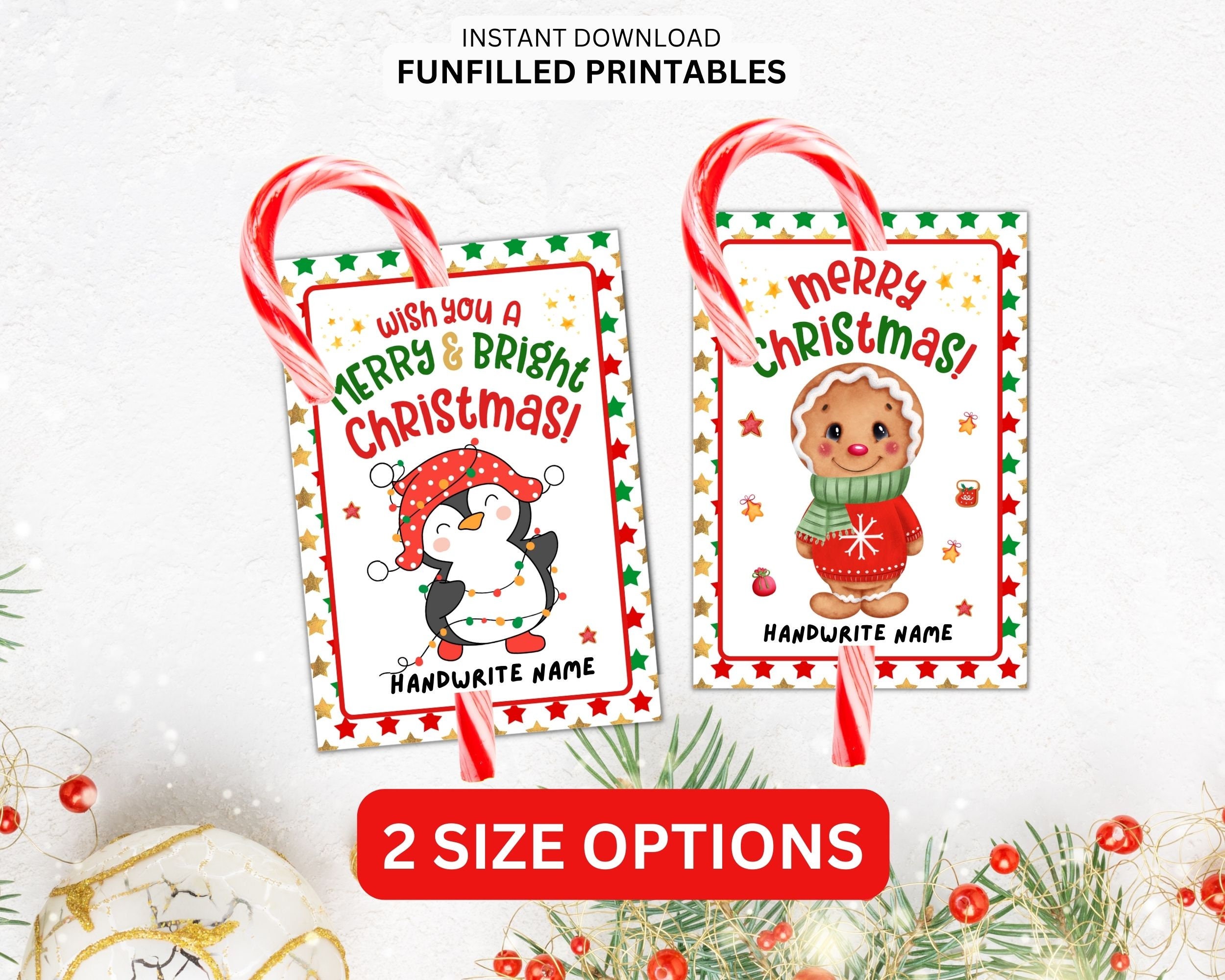 Christmas Candy Cane Holder for Kids, Candy Cane Favors Tags, Candy ...