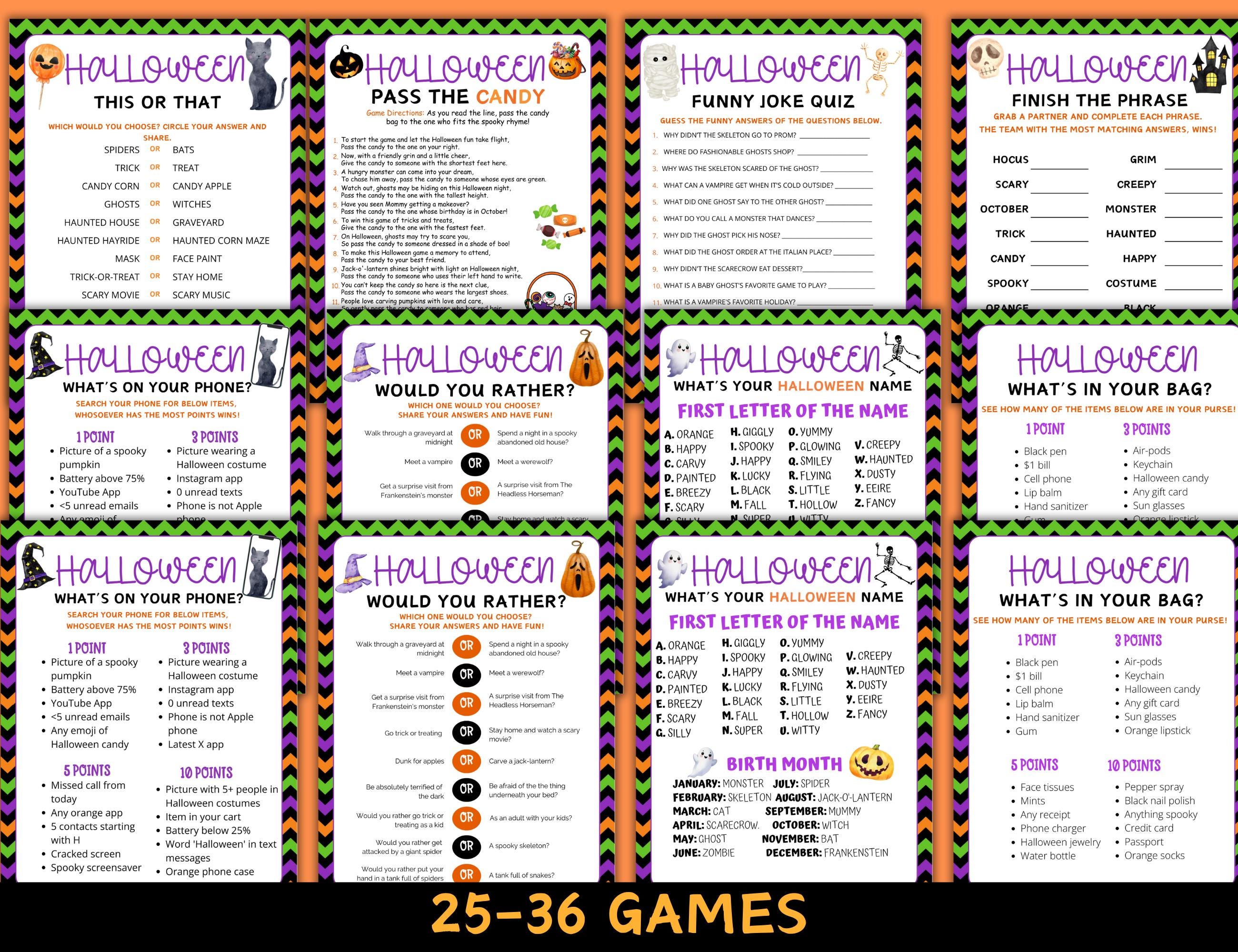 Halloween Games Bundle Printable Halloween Party Games, Fun Halloween ...