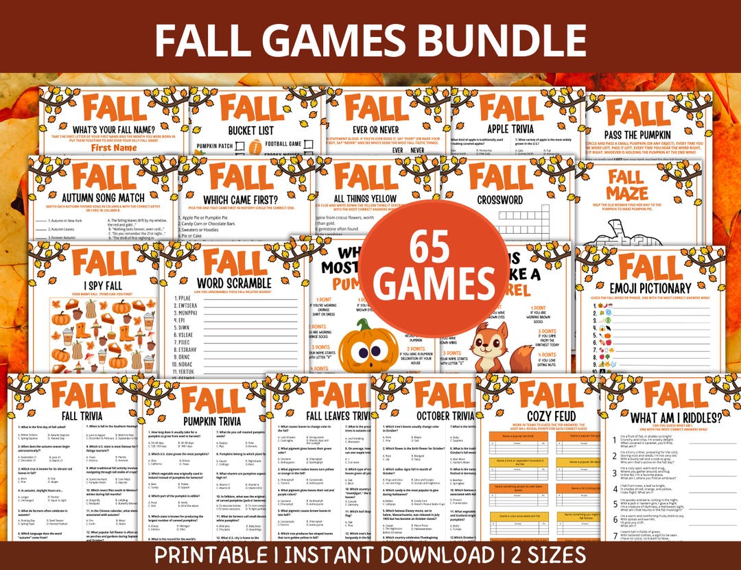 Mega Fall Games Bundle, Autumn Games Printable Fall Games for Adults ...