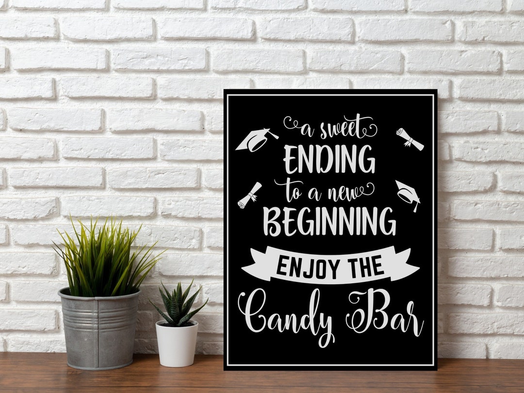 Graduation Dessert Table Sign, New Beginning Graduation Sign ...