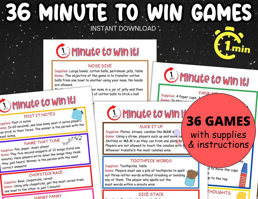 Minute to Win It Games, Fun One Minute to Win Party Games for Kids ...