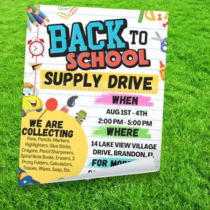 Editable School Supply Drive Flyer Template, Printable Back to School ...
