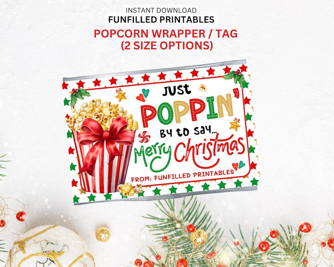 Christmas Popcorn Wrapper Template Printable, Poppin Christmas Popcorn ...