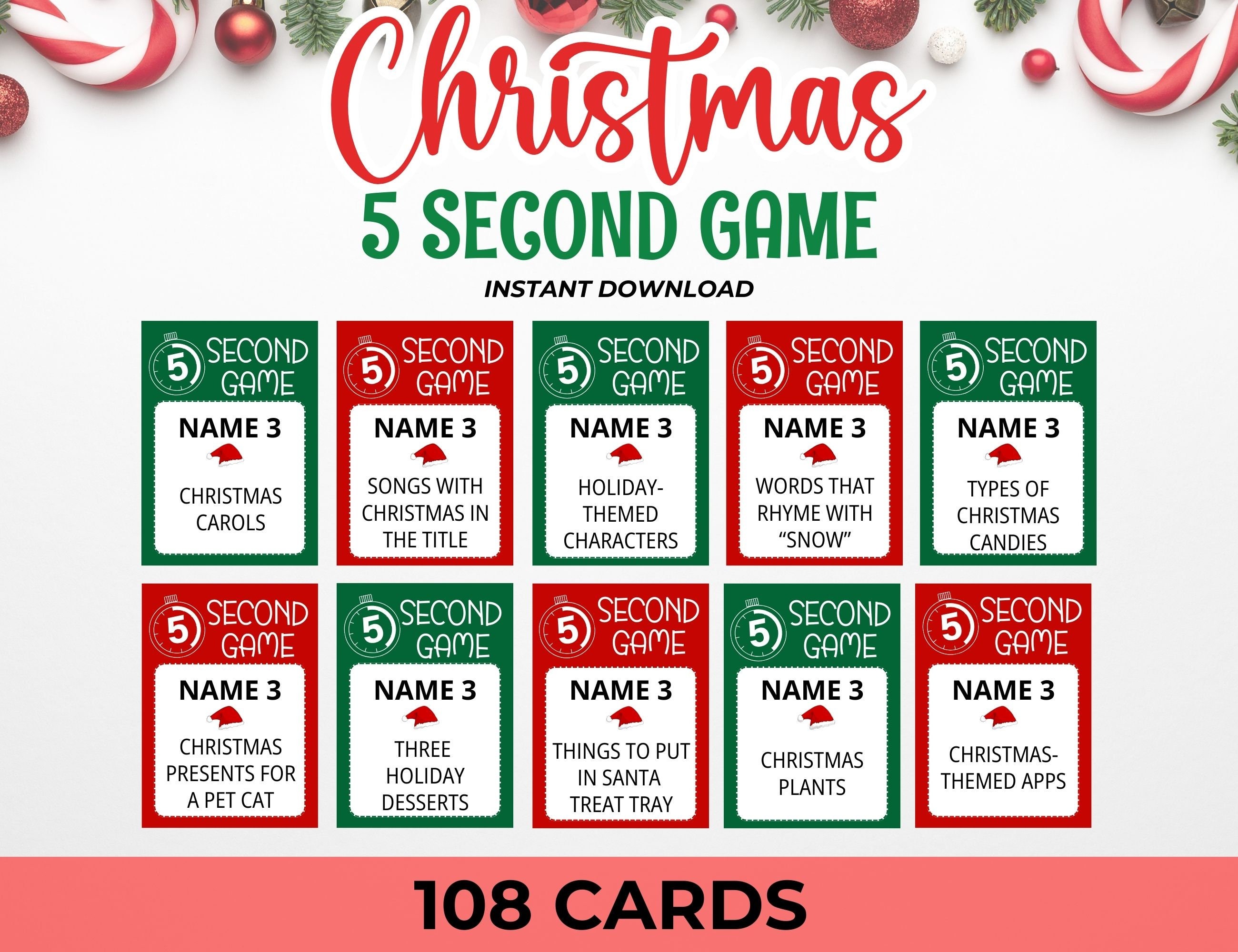 Christmas 5 Second Game, Christmas Party Games, Group Christmas Game ...