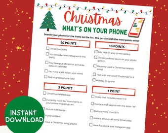 Whats in Your Phone Printable Christmas Holiday Party Game - Etsy Canada
