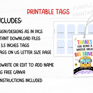 Bus Driver Gift Tag, Bus Driver Gift Tag,bus Driver Thank You Gift ...