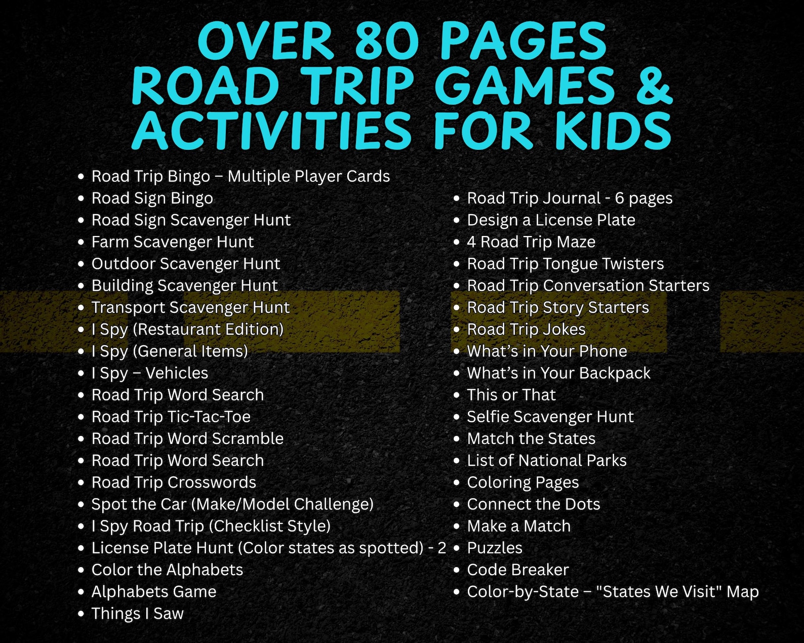 Mega Kids Road Trip Games Printable, Travel Activities Pack, Family ...