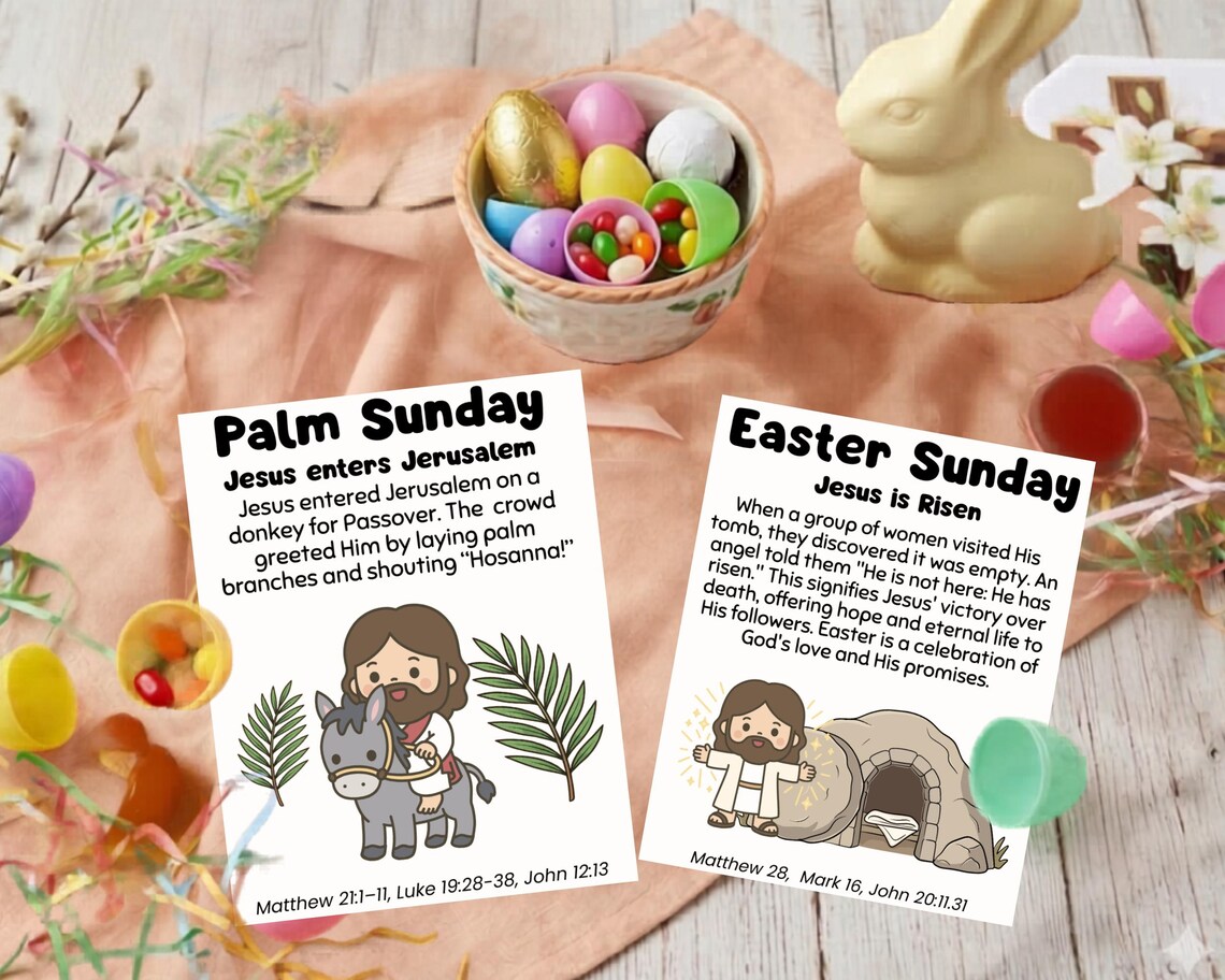 Holy Week Story Cards for Kids, Easter Bible Activity- Palm Sunday to ...