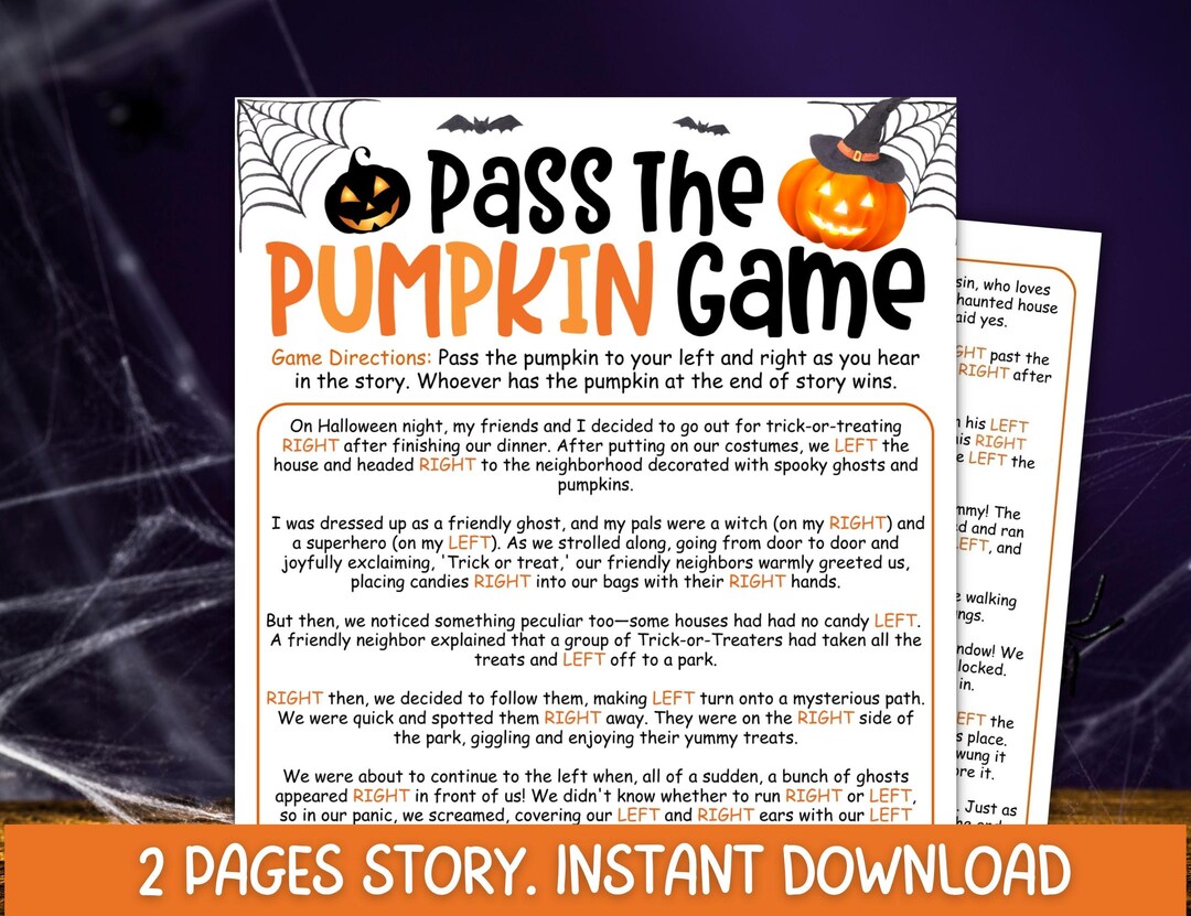 Halloween Pass the Pumpkin Game Story, Left Right Halloween Games for ...